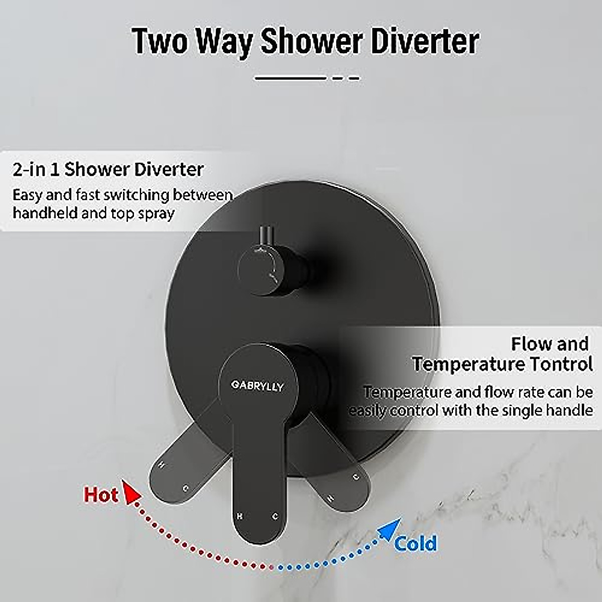 Gabrylly Shower System Black, 12 Inch Shower Faucet Set with Rain Shower Head and Handheld, Rainfall Shower Combo Set with Shower Valve Kit