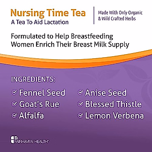 Milkies Nursing Time Lactation Tea to Increase Breast Milk Supply, 60 Servings, Organic and Natural Tea Supplement to Support Breastfeeding After Pregnancy with Fennel, Goat's Rue and Fenugreek-Free