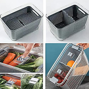3-pack Vegetable and Fruit Storage Containers for Fridge Organizer Produce Saver Containers for Refrigerator Lettuce Berry Salad Cabbage Keeper BPA-Free Kitchen Organization with Lids and Air Vents (Grey)