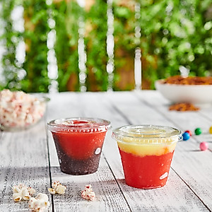 Comfy Package [9 oz. - 100 Sets] Clear Plastic Cups With Flat Lids