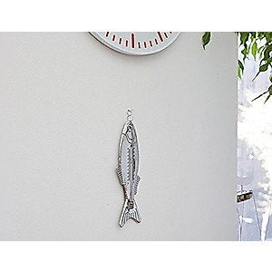 Kikkerland Hanging Fish Thermometer Chrome Plated Stainless Steel Farenheit/Celsius Indoor Outdoor