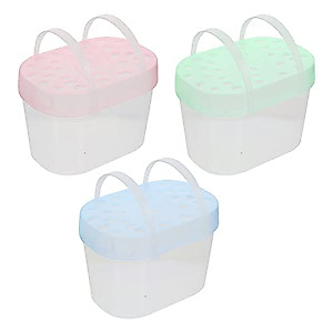 3Pcs Travel Turtle Carrier Portable Turtle Tank Terrarium Habitat Case Plastic Reptile Habitat Container Small Animal Carriers (Random Color)
