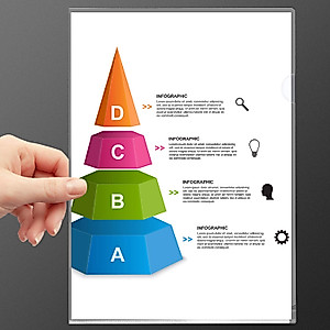 WOT I 48PCS Plastic Clear Document Folders - L-Type Folders Copy Safe Project Pockets, for A4/ Letter Size Sheets, Transparent Color