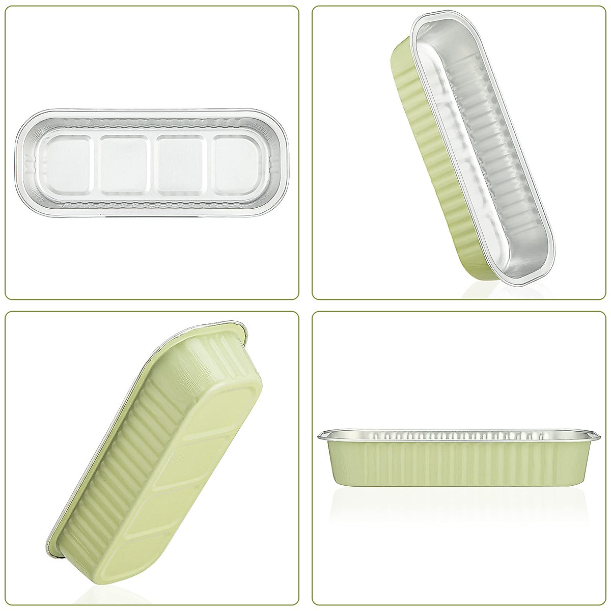 EUSOAR Foil Ramekins with Lids, 50pcs 6.8oz 6.5"x2.5"x1.2" Disposable Aluminum Baking Cups Pan with Lids, Rectangle Cupcake Containers Wrappers，Dessert Cheesecake Creme Brulee Pan