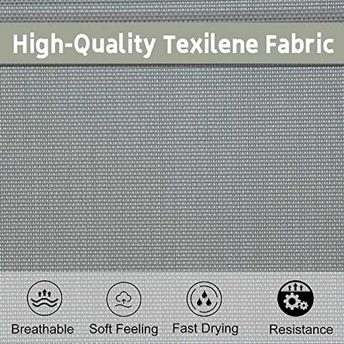 Domi Pool Lounge Chairs Set of 2, Adjustable Aluminum Plastic Outdoor Chaise Lounge, All Weather for Outside Beach Poolside Lawn-Grey Textilene