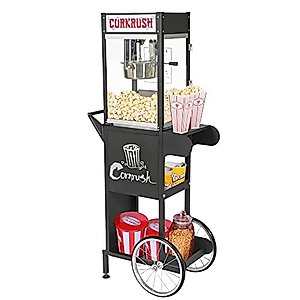 8 Ounce Popcorn Machine Movie Theater Style with Cart Old Fashioned Popcorn Maker Machine for Home Commercial Halloween Christmas Gift, Black