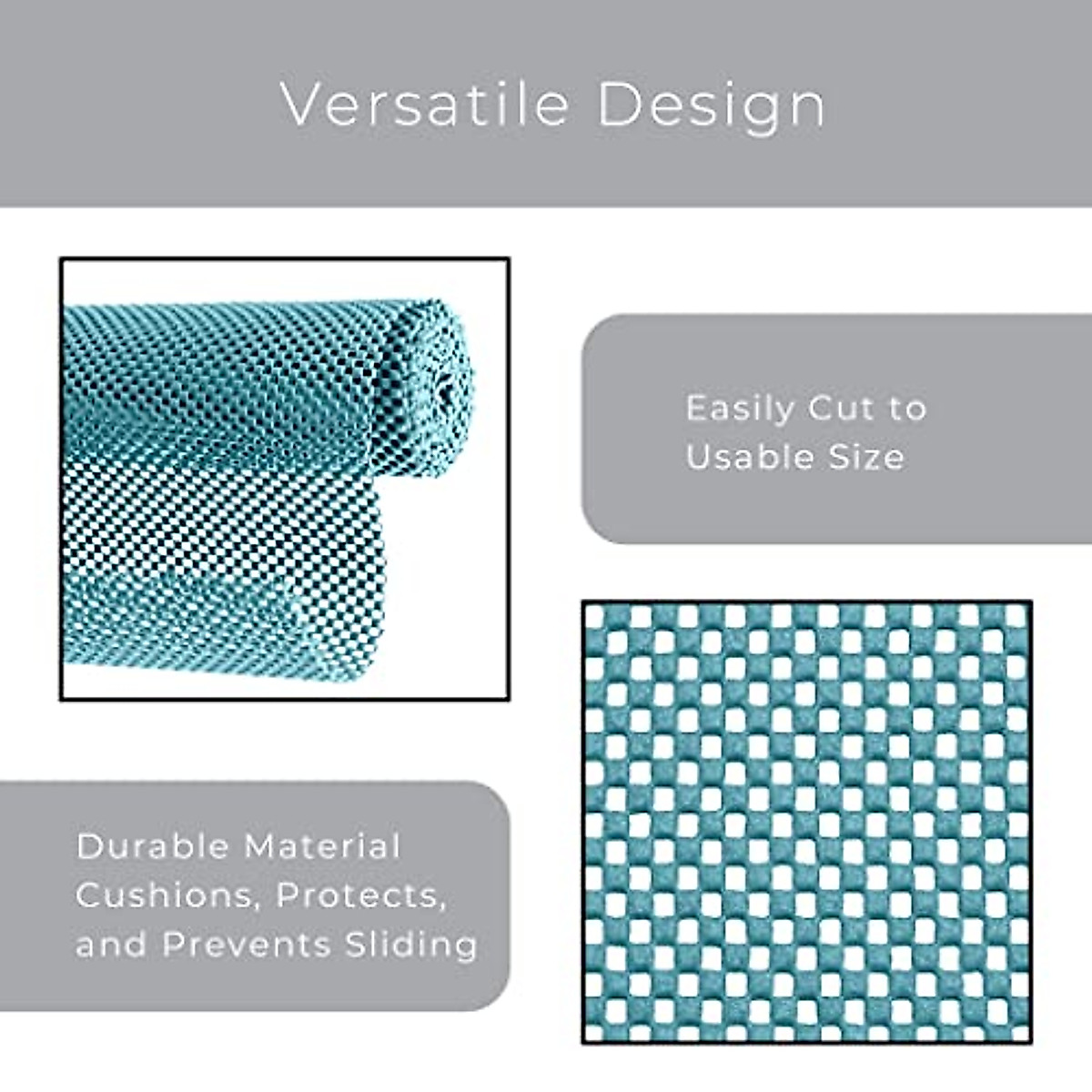 Smart Design Premium Grip Shelf Liner - 18 Inch x 8 Feet - Non Adhesive, Strong Grip Bottom, Easy Clean Kitchen Drawer, Cabinet, Cupboard Dresser Protector Cover, Non Slip Rubber Mat - Teal Blue