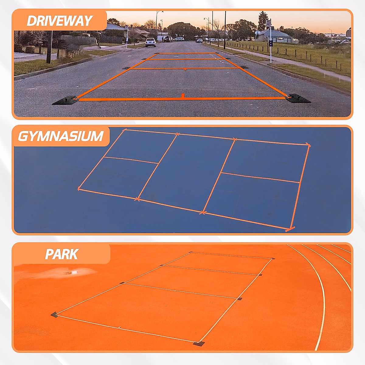 Professional Portable Pickleball Court Marking Kit for Outdoor & Indoor with Stainless Steel Shovel & Sand Bags for Sand or Tape | Pickleball Boundary Lines Set for Street, Parking Lot or Tennis Court