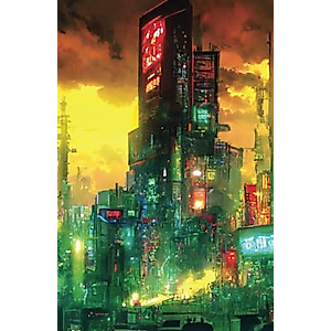Cyberpunk City Journal: Hardcover Lined Notebook with Sketch pages for drawings and ideas