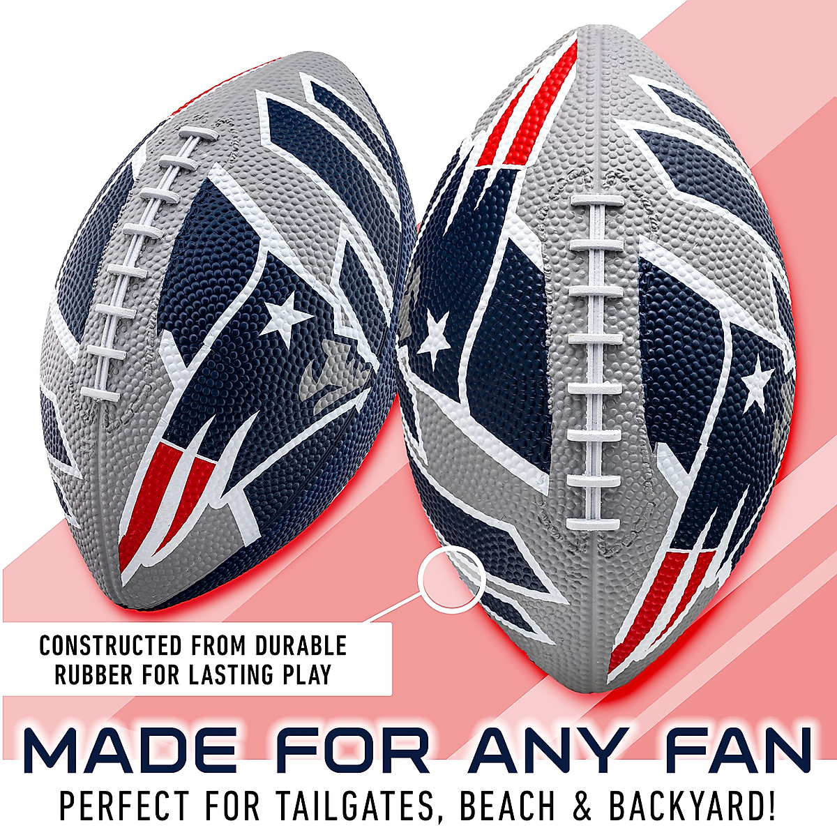 Franklin Sports NFL New England Patriots Football - Youth Football - Mini 8.5" Rubber Football - Perfect for Kids - Team Logos and Colors!