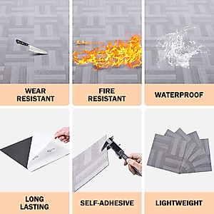 CO-Z 12x12 Inch Embossed Wood Plank Vinyl Flooring Pack of 24, 2mm Thick Peel and Stick Floor Tile Stickers with Weave Pattern, Waterproof Odorless Wood Laminate Flooring for Home Improvement