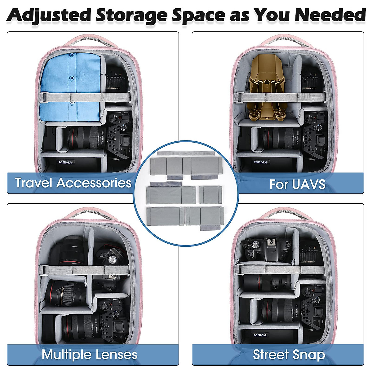 Lubardy Camera Bag Professional DSLR SLR Mirrorless Camera Backpack 14 Inch Waterproof Laptop Backpack Anti-Theft Camera Case with Rain Cover Large Capacity Photography Backpack for Men Women, Pink