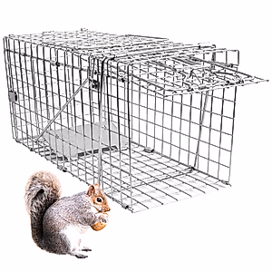 EPESTOEC 17.3" Heavy Duty Squirrel Trap, Folding Live Small Animal Cage Trap, Humane Traps, Catch and Release.