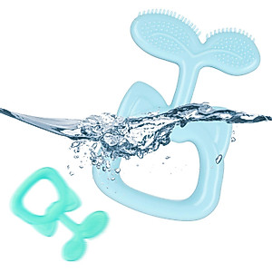 BumbleBee Baby Teething Toys Silicone Teethers with Bristles for Cleaning Babies’ Teeth and Gums, Helpful to Teething Pain, Jelly Blue and Green