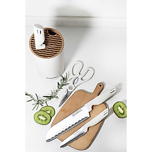 Generic BCB Kitchen Knife Set - 5 Piece Stainless Steel Set with Storage Block, Small White Modern Design, Sharp & Professional Knives, GA-011