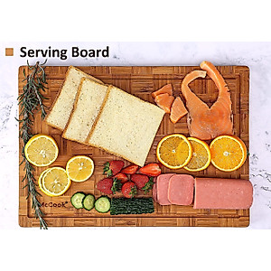 MC69 20 Pieces German Knives Block Set with Built-in Sharpener + MCW12 Bamboo Cutting Board(Large, 17"x12"x1")