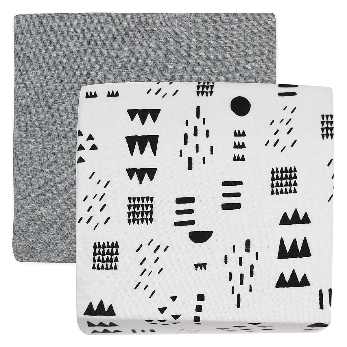 HonestBaby Organic Cotton Changing Pad Covers (Set of Two), Pattern Play/Heather Gray, One Size