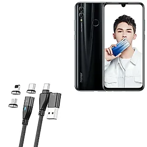 BoxWave Cable Compatible with Honor 10 Lite - MagnetoSnap PD AllCharge Cable (100W), Magnet PD 100W Charging Cable USB Type-C Micro USB for Honor 10 Lite - Jet Black