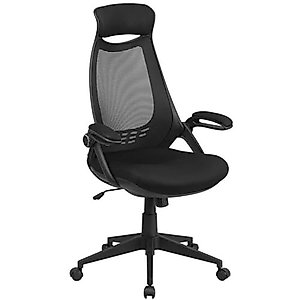 Pemberly Row Contemporary High Back Mesh Swivel Office Chair in Black