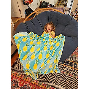 Summertime Whimsy Plush Fleece Throw Blanket (50" x 60") - Pineapple