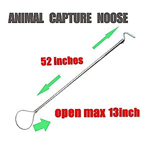 REAYEAXN 52'' Alligator Catch Pole Extra Long Control Tool Capture Noose Stainless Steel Catching and Releasing Trap for Dogs Wolves Goats Catching Game Finders