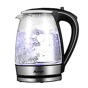 Electric Kettle,kettle water boiler,Auto Shut Off, Blue LED Light,1.8L Cordless 360° Base,One-Handed Operation Easy To Use,Aiosa Electric Kettles…
