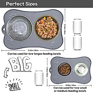 KILIN Silicone Dog Food Mat，Dog Mat for Food and Water,Raised Edges to Prevent Spills,Waterproof Dog Feeding Mat Keep Pet Bowls in Place- 11.8 x 19.8 Inches