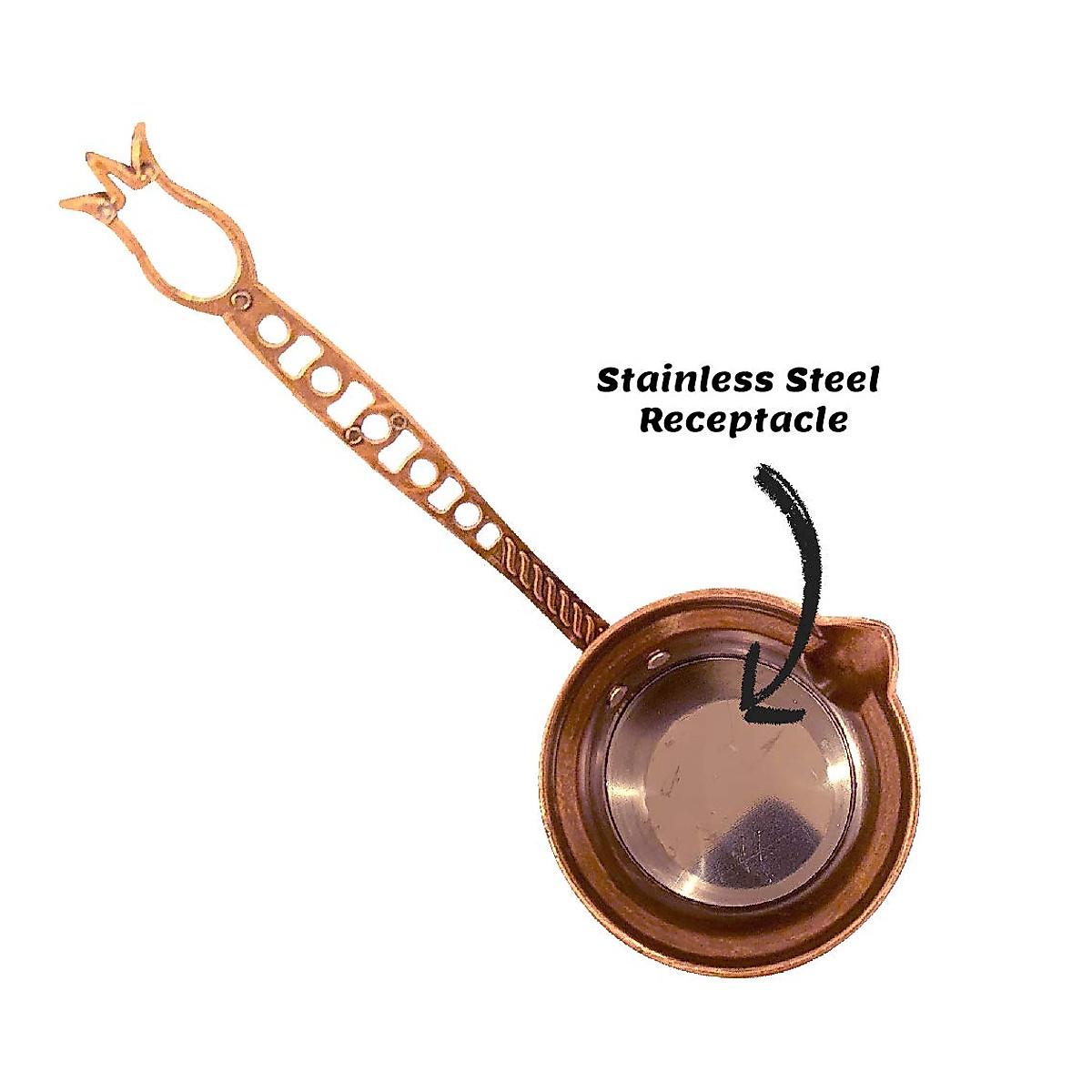 Turkish Coffee Pot, Moka Pot, Espresso Maker for the Stove Top, Camping Coffee Pot, Handmade Greek Arabic Coffee Warmer Cezve with Brass Handle, Stainless Steel Inside (Large 10.7 oz, Copper)