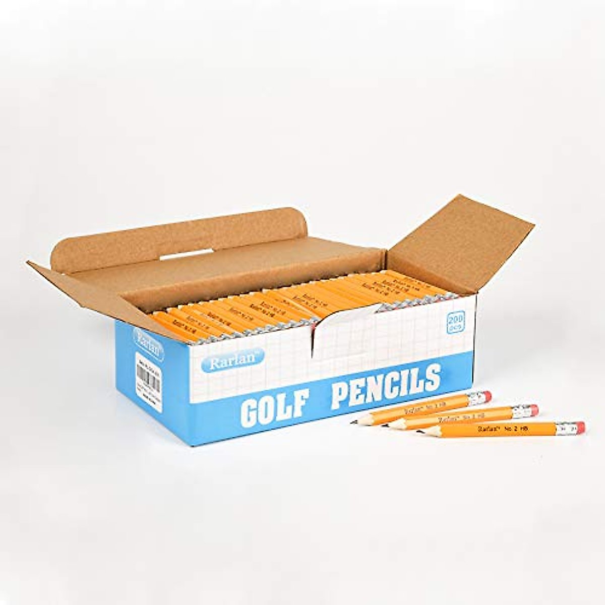 Rarlan Golf Pencils with Erasers, 2 HB, Pre-Sharpened, 200 Count Bulk Pack