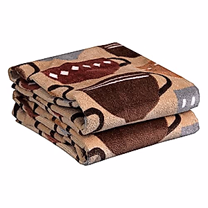 T-fal Fiber Reactive Print Kitchen Towels: Highly Absorbent, Super Soft - 100% Cotton, 16"x28" Dish Towels for Cleaning & Drying Dishes, Pans, Glassware, or Countertops, 2-Pack, Coffee