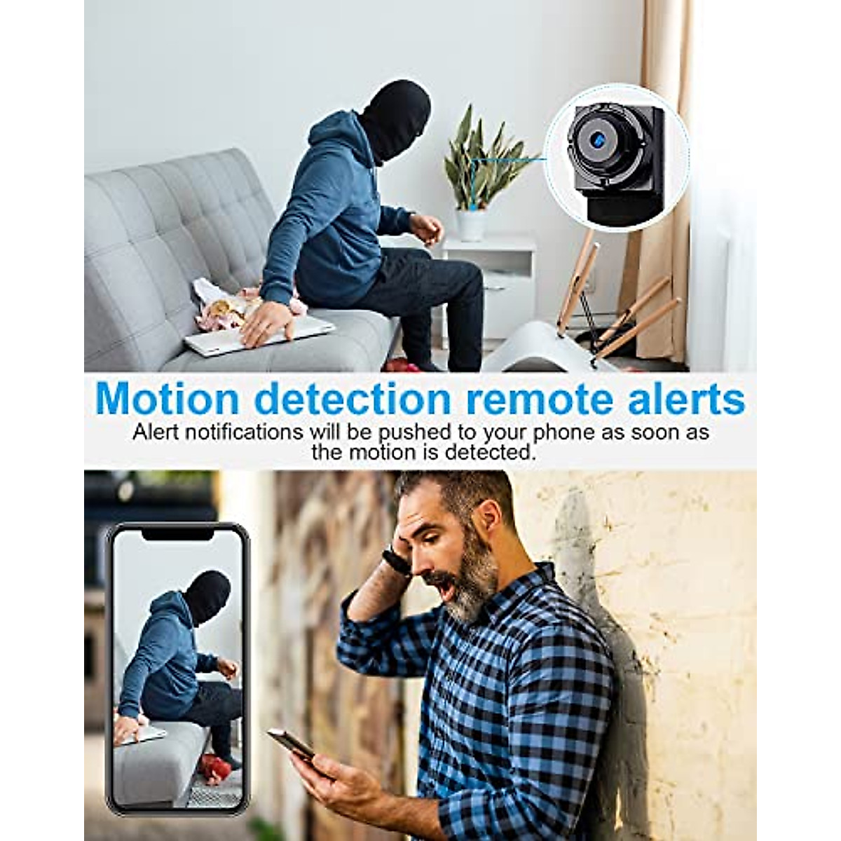 Jigayao Mini WiFi Pinhole Spy Camera, Full HD 1080P Hidden Camera Wireless Portable DIY Pinhole Nanny Spy Cam with Motion Detection/Remote View, No Audio