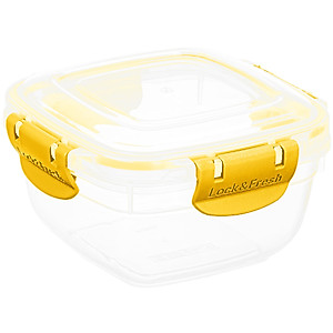 Superio Plastic Food Storage Container with Airtight Lid- 16 Oz, BPA Free, Leakproof, Stackable, Microwave, Dishwasher and Freezer Safe, Yellow