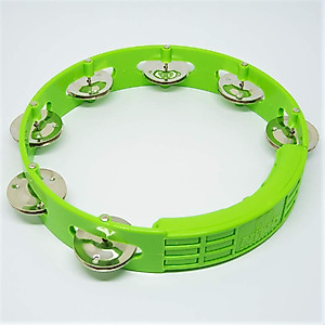 Nino Percussion NINO49GG Compact 8" ABS Plastic Handheld Tambourine, Grass Green