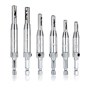 6pcs Hinge Drill Bit,Self Centering Hinge Cabinet Door Wood Drill Bit Set 5/64 7/64 9/64 11/64 13/64 1/4