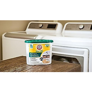 Arm & Hammer Essentials Disposable Moisture Absorber and Odor Eliminator Tub, Fragrance Free, 1 lb., 3-Pack, Attracts and Traps Excess Moisture, Ideal Closet Dehumidifier