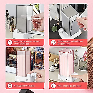 Automatic Cotton Pad Holder Plastic Cosmetic Pads Dispenser Makeup Cotton Press Out Square Container for Vanity Storage and Organizer (Grey) (FG-01)