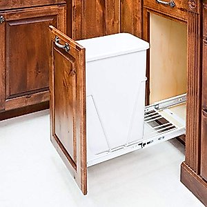 Hardware Resources CAN-EBMSW-R Single Pullout Waste Container System, White