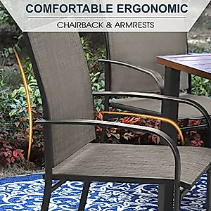 MIXPATIO Patio Dining Set 7 Piece Outdoor Furniture Set with 6 Brown Textilene Chairs and Metal Rectangular Table for Deck Garden Backyard Lawn Poolside