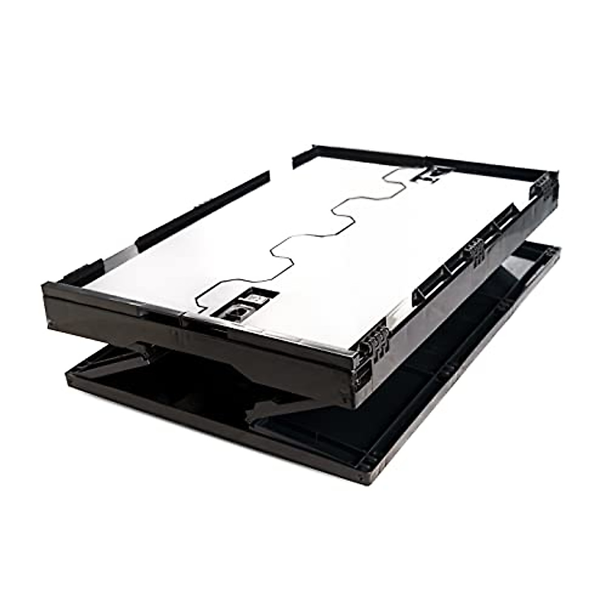 Storage Compat Storage Bin, Nettuno 4323-B06, Plastic Stacking Container, Lidded Storage Bin, Hardware and Tool Storage, Collapsible Bin, Black, 15.75x11.81x8.66 Inches, Medium Size, Individual Pack