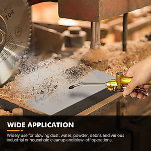 High Volume Industrial Air Blow Gun with Rubber Guard Air Flow Nozzle, Professional Gold Paint Metal Air Blower Gun, Pneumatic Dust Cleaning Tool for Air Compressor Accessories