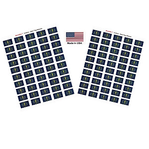 Made in USA! 100 Indiana 1.5" x 1" Self Adhesive State Flag Stickers, Two Sheets of 50, 100 Indiana Sticker Flags Total