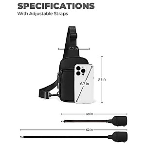 CHOLISS Small Sling Bag for Women and Men, Crossbody Bags Trendy Fanny Packs Chest Bag with Extended Strap, Black