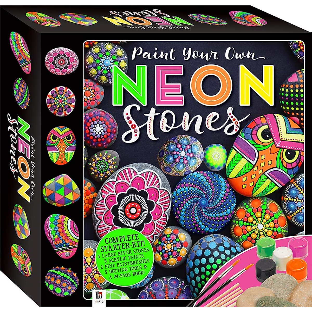 Paint Your Own Neon Stones-This Complete Starter Kit includes all you need to create Vibrant, Three-Dimensional Art to display in your Home or Garden