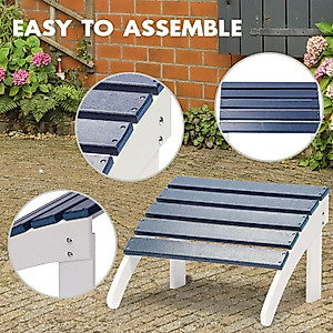 Aoodor Outdoor Adirondack Ottoman - Weather-Resistant HDPE Patio Footrest for Ultimate Relaxation