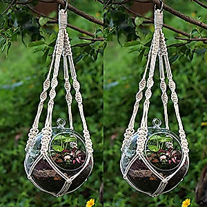 YCDC 2 Pack Macrame Plant Hanger Indoor Outdoor Hanging Planter Natural Manual Knitted Cotton Macrame Cord Plant Hanger with Ring for Home Decor Ceiling Wall Planters Hanging, 20 Inch
