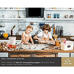 Chef's Path Airtight Food Storage Containers for Pantry Organization and Storage (12 PC Set) - BPA Free Baking Storage Containers Set- Kitchen Bulk Food Canisters for Sugar, Flour & Baking Supplies