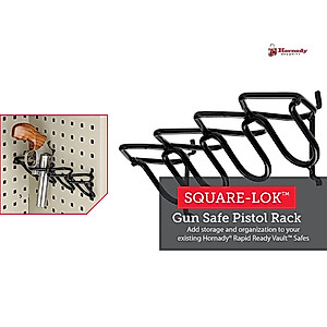Hornady Square-Lok 4-Gun Rack. 95793 - PVC Coated Steel Racks Snap in Easily & Hold Firmly to Maximize Storage for Gun Accessories, Rifles, & Handguns - Quick Access Modular Pistol Rack for Gun Safes