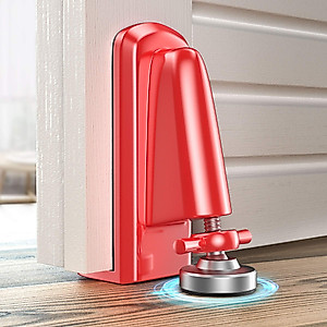 Door Jammer Door Stopper, Portable Door Security Lock for Travel/Apartment/Safety Self Defense/Personal Protection, Aluminum Alloy Anti-Slip Door Lockdown Security Device (Red)