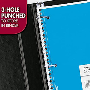 Mead Spiral Notebooks, 12 Pack, 1-Subject, Wide Ruled Paper, 10-1/2" x 8", 70 Sheets per Notebook, Assorted Colors (73699)