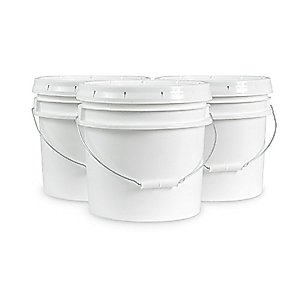 Ropak USA 3.5 Gallon Food Grade White Plastic Bucket with Handle & Lid - Set of 3